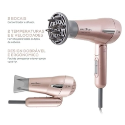 Kit Secador 1.200W e Chapinha até 230ºC Britânia Travel Rose Gold Bivolt