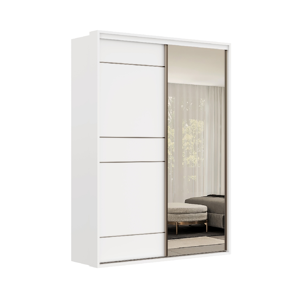 Guarda-Roupa 2P Correr Belmax Qualita Espelho 3GV Branco