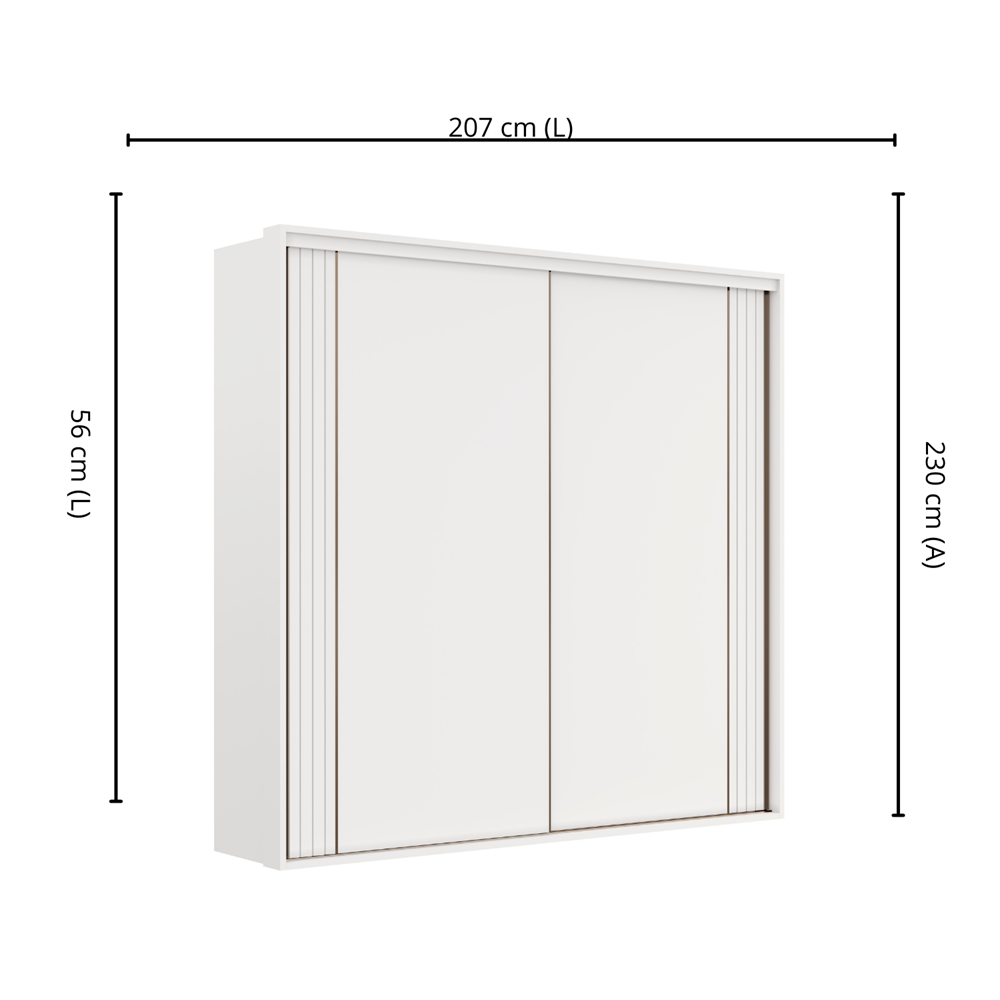 Guarda-Roupa 2 Portas de Correr Belmax Imperiu 510703 6 Gavetas Branco SE