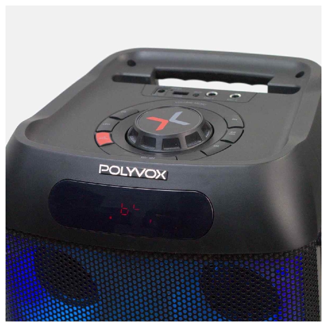 Caixa de Som Polyvox XT660T Bluetooth Efeitos de Luzes 800W Preta