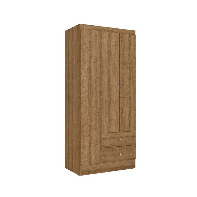 Guarda-Roupa 3 Portas THB Astro 5693 2 Gavetas Almendra