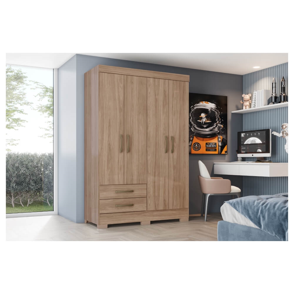 GuardaRoupa 4 Pts Henn Briz BE12198 2 GV Jequitiba Brilho