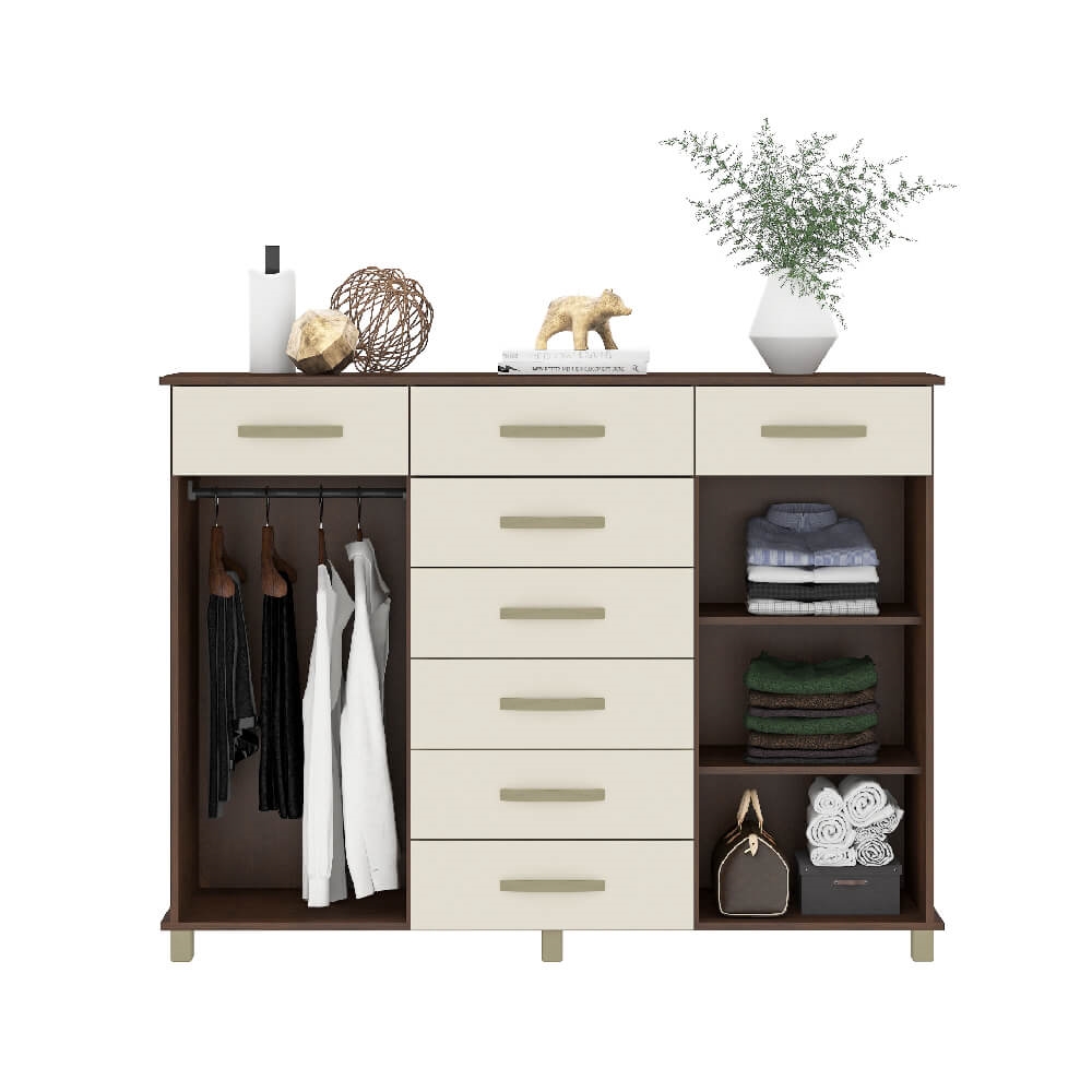 Cômoda 8 GV Fellicci Malibu CO180 2 Pts Rústico/Champagne