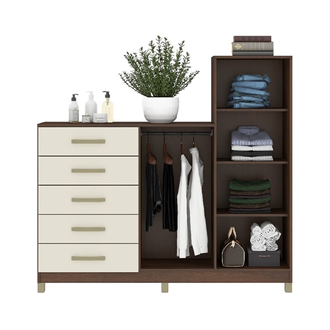 Cômoda 5 Gavetas Fellicci Chicago CO170 2 Portas Rústico/Champagne SE